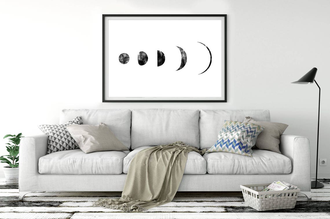 Moon Phase Print Printable Art 24x36 Painting Lunar Moon | Etsy