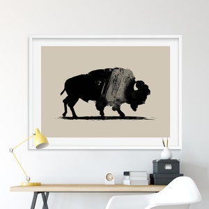 Buffalo Print, Bison Wall Art, Ink Painting on Paper, Buffalo Painting ...