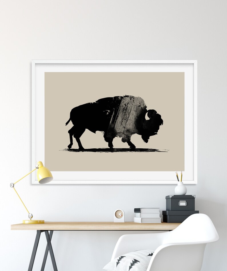 Buffalo Print Bison Wall Art Ink Painting on Paper Buffalo - Etsy India