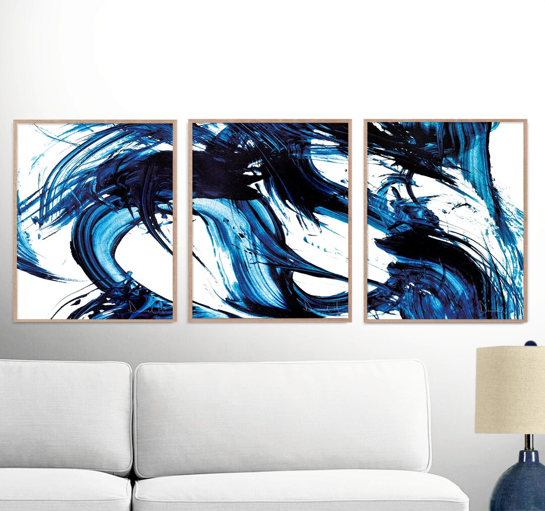 Set of 3 Prints, Abstract Art Prints, Blue Abstract Art, 16x20 Print ...