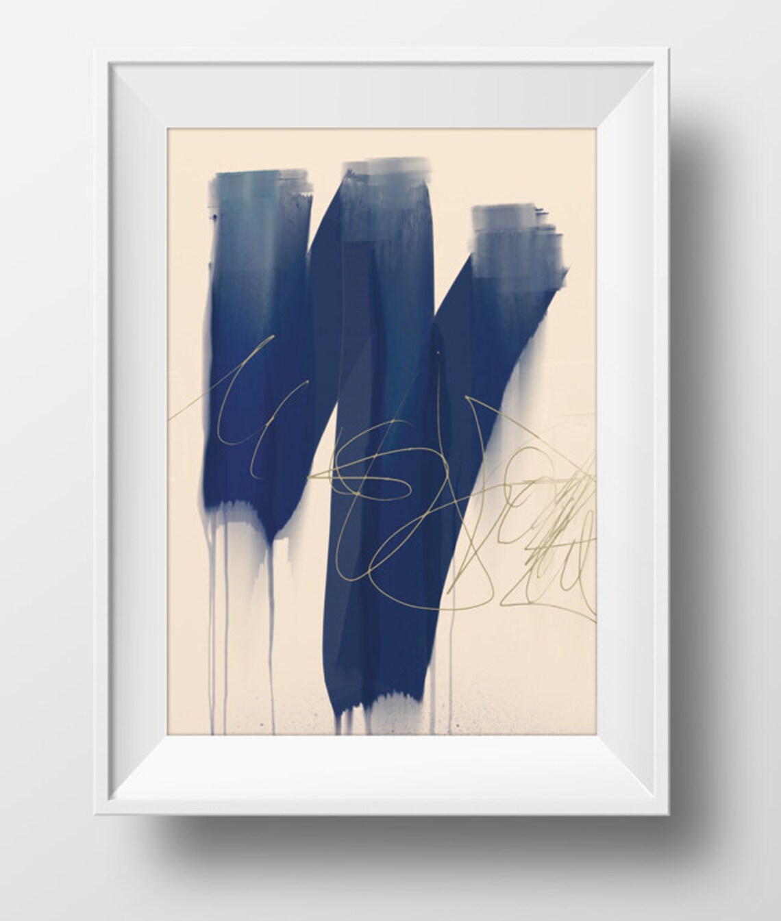 Printable Abstract Art Navy Blue Colours Minimalistic Painting | Etsy
