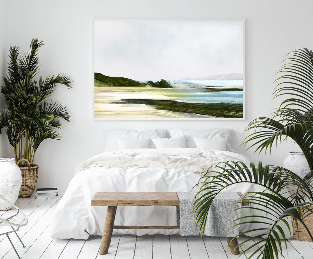 Abstract Beach Landscape Painting: Large Printable Ocean Art (digital ...