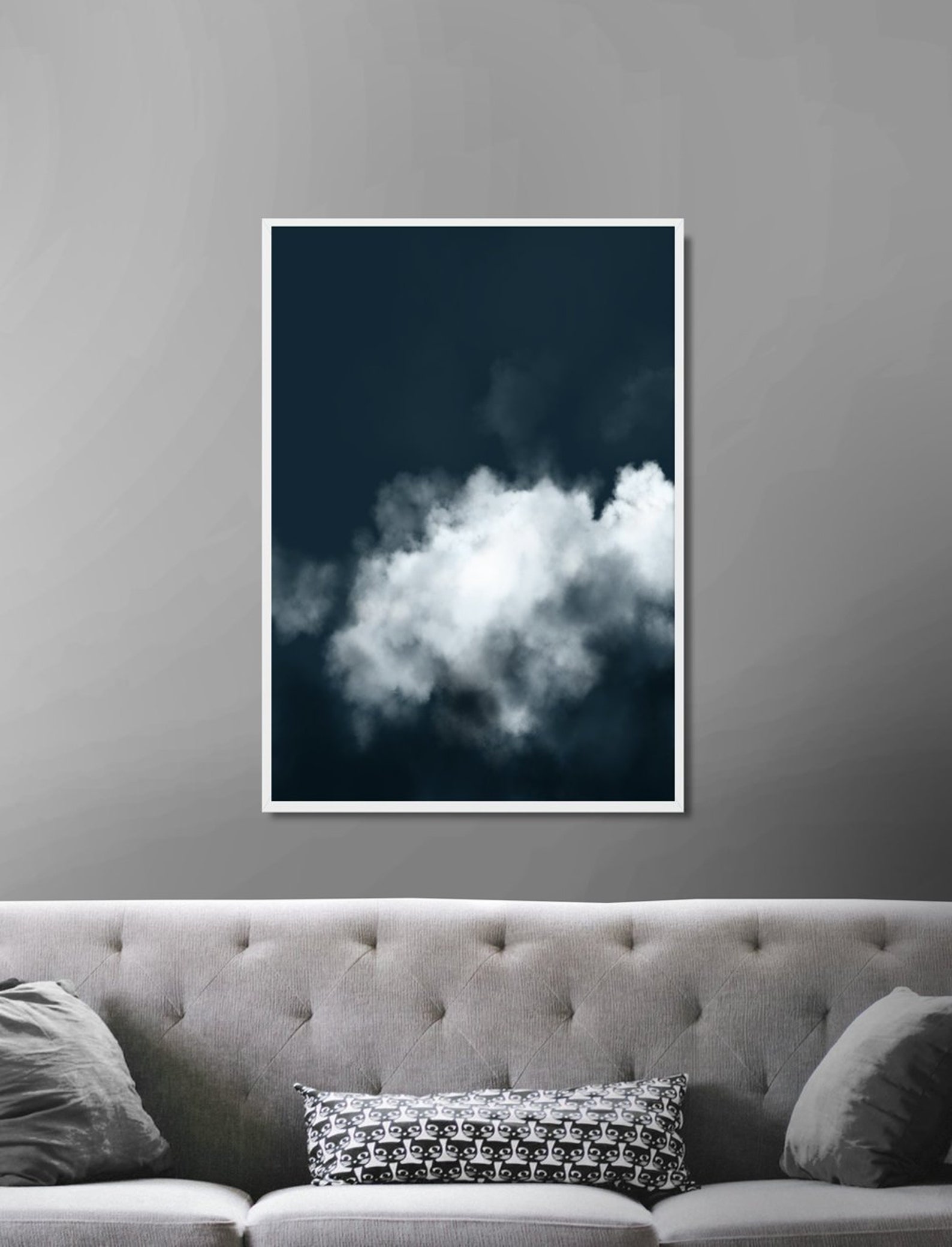 Navy Blue Cloud Painting: Abstract Art Print (digital Download) - Etsy