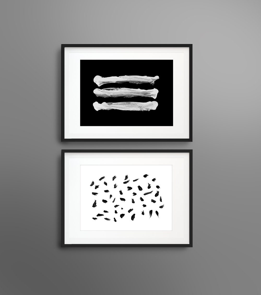 Abstract Art Print Set Set of 2 Prints Black and White | Etsy