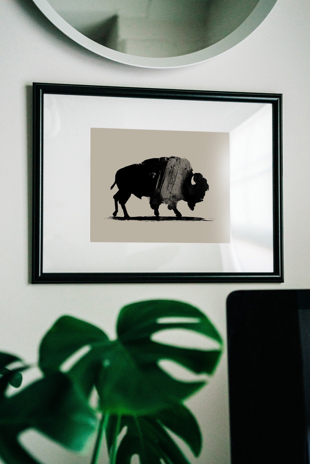 Buffalo Print Bison Wall Art Ink Painting on Paper Buffalo | Etsy