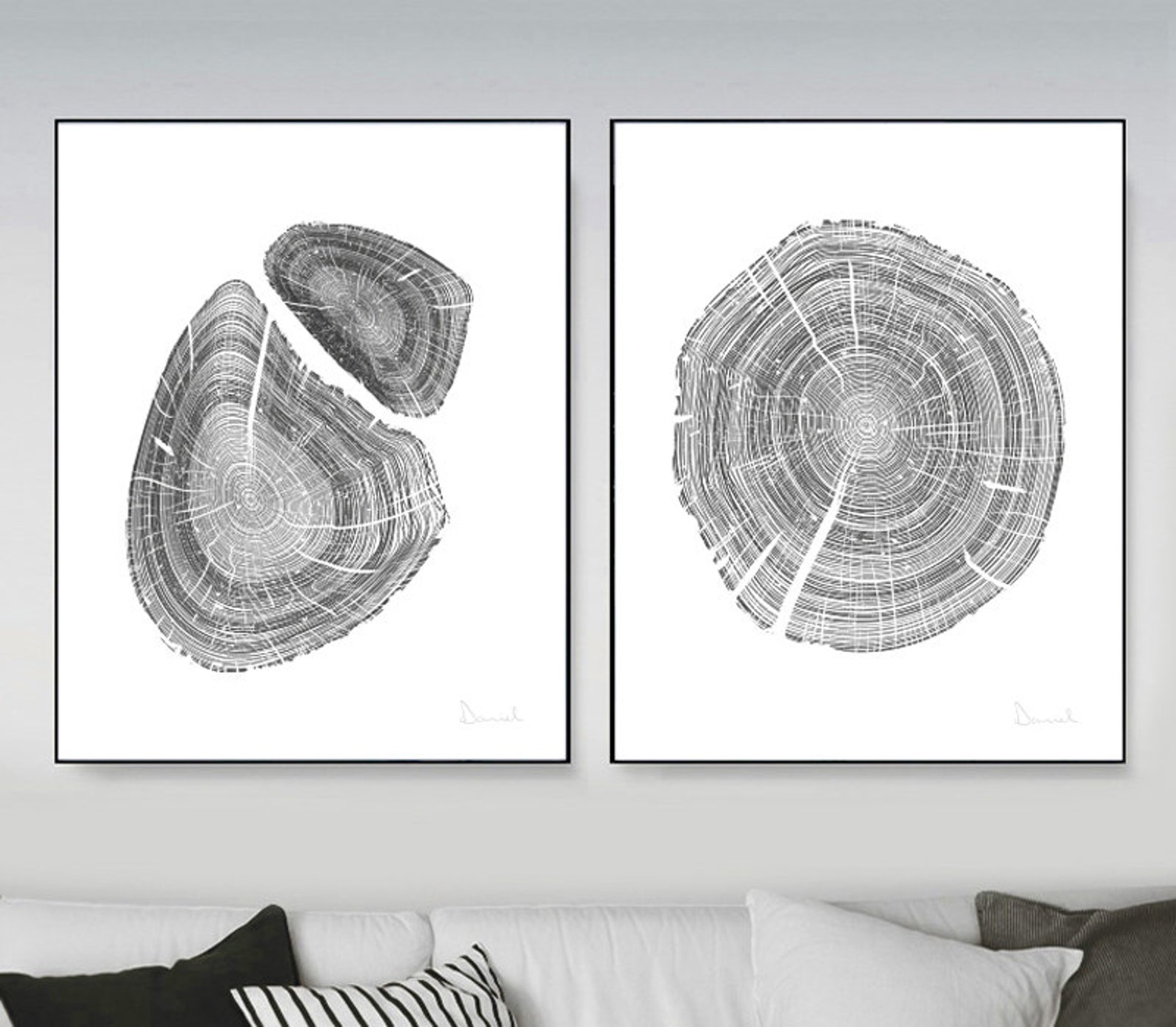 Oak Tree Rings Black and White Hand Drawn PRINTABLE English - Etsy