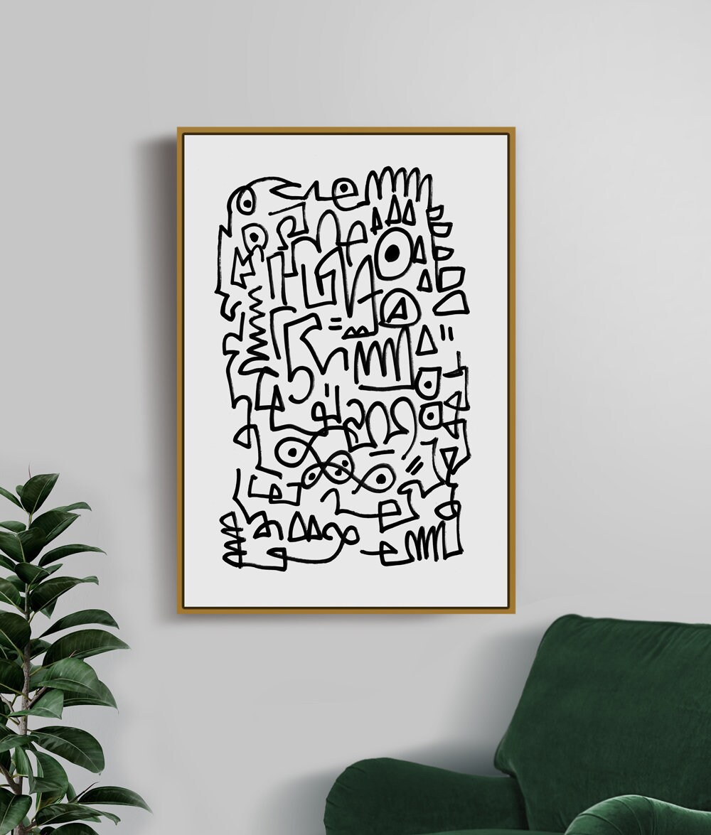 Large Abstract Line Art Printable Art Large Art Prints | Etsy