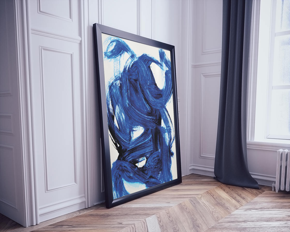 Abstract printable art Navy blue brush strokes blue and | Etsy