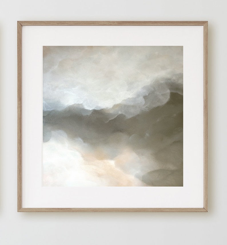 Abstract Sky Painting Prints Set: Neutral Cloud Art (20x20) (digital ...