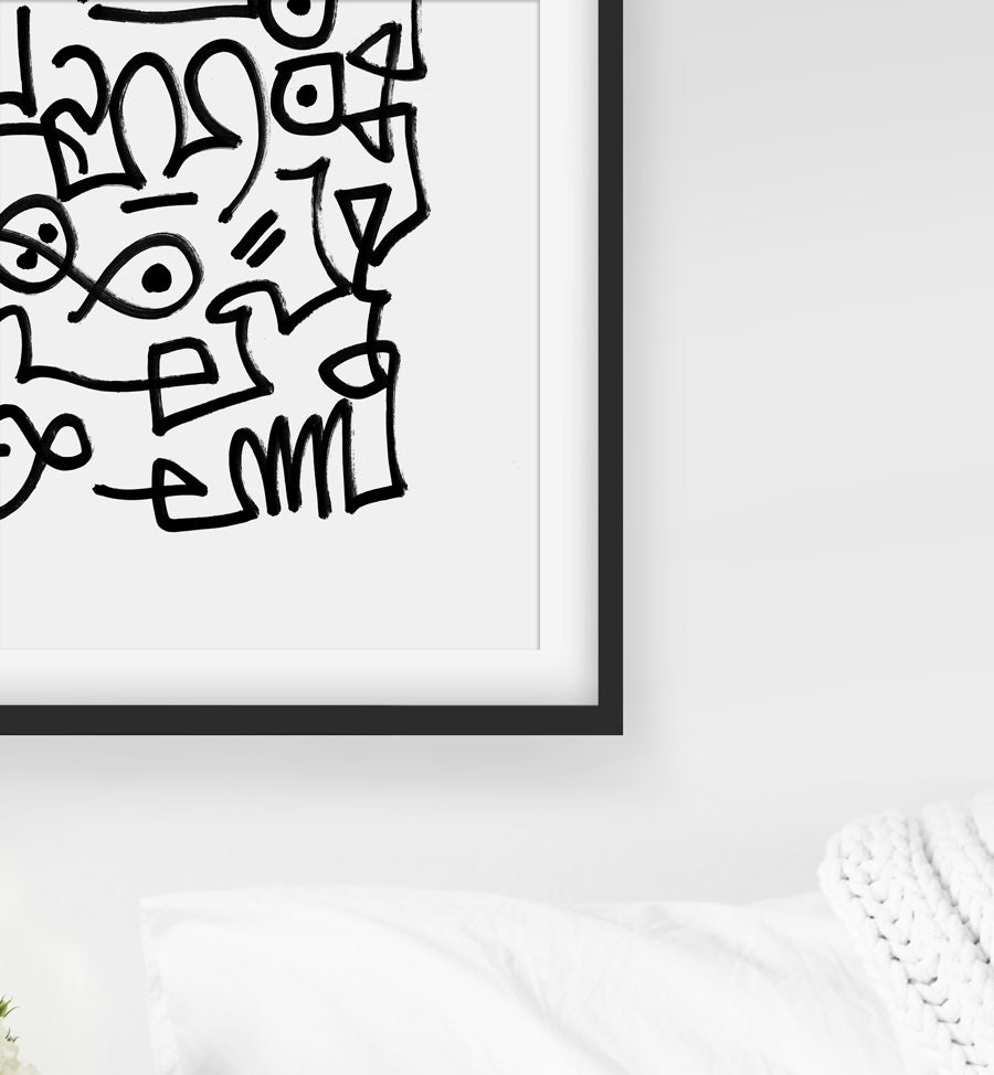 Large Abstract Line Art Printable Art Large Art Prints | Etsy