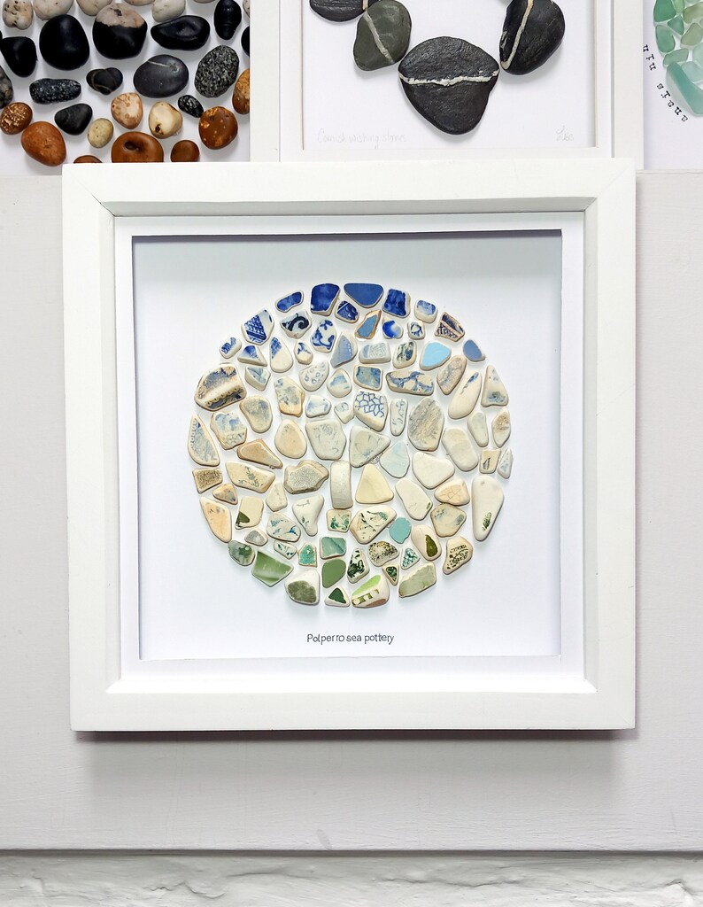 POLPERRO Sea Pottery Collage Art Picture Green to Blue - Etsy