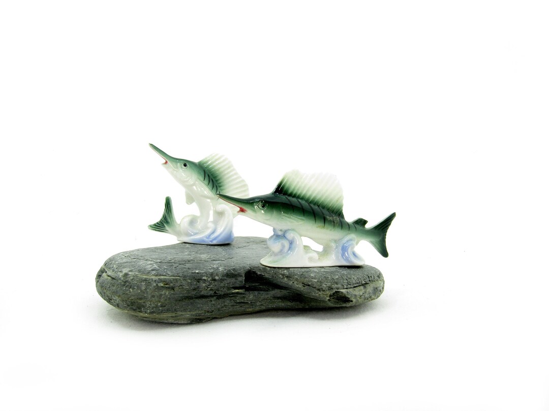 Fine Bone China Leaping Swordfish Pair 2 Vintage Highbank Porcelain ...