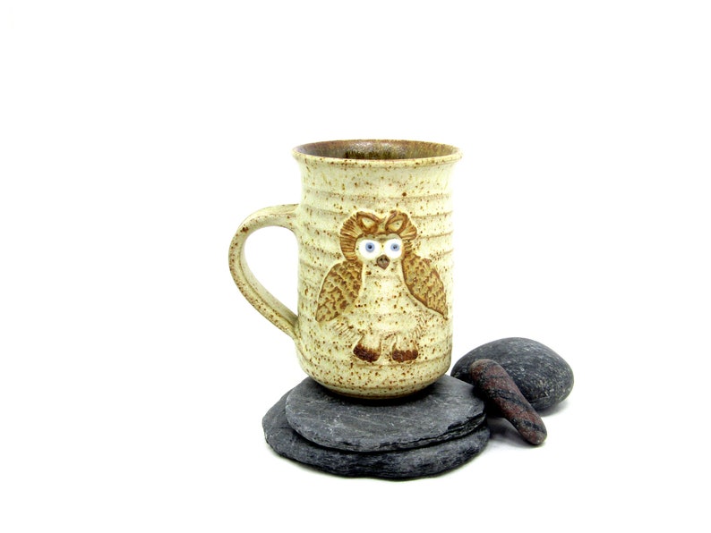 Vintage Studio Pottery Stoneware Hand Thrown Mug Owl Relief - Etsy
