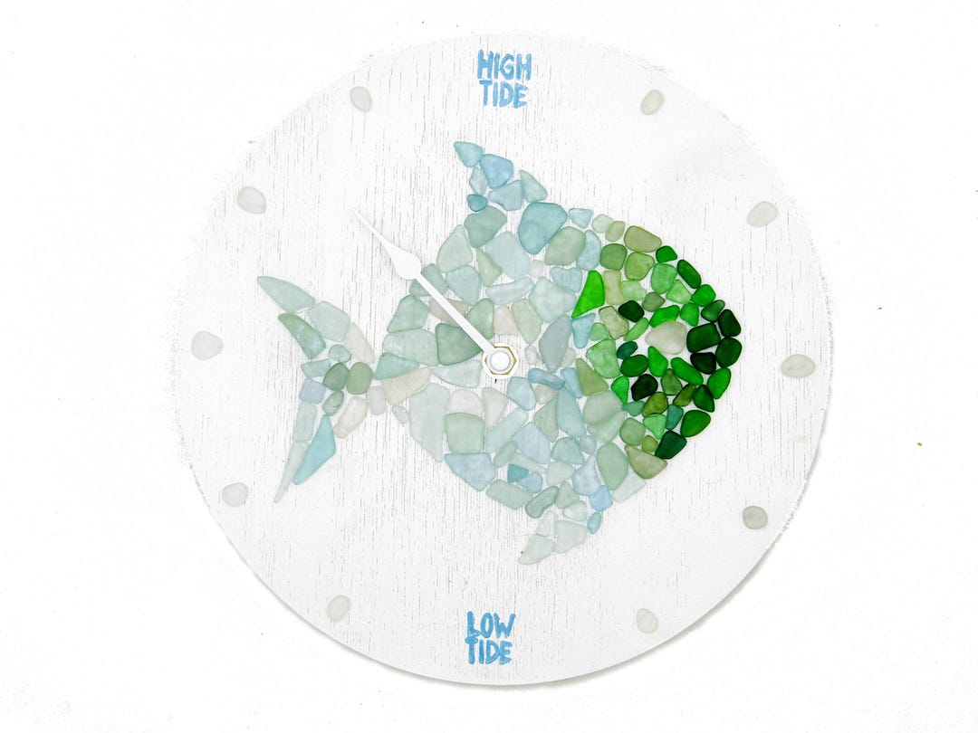 Tide Clock – Unique Genuine Cornish Sea Glass MEVAGISSEY Wooden Hanging ...