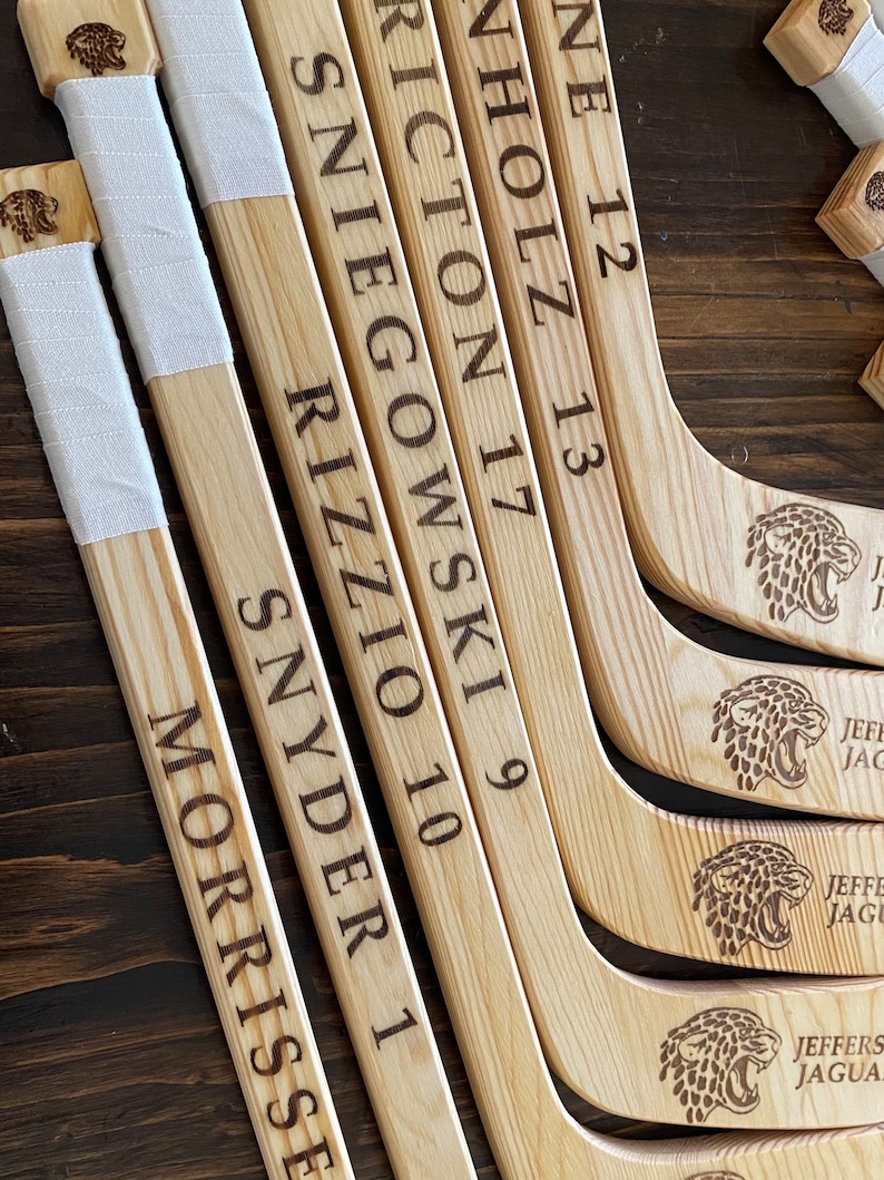 Custom Engraved 18” Mini Wooden Hockey Sticks - Etsy