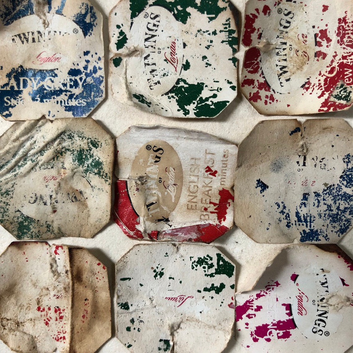 4x4 Tea Tag "quilty" — Weathered Teabag Tags Mounted on Khadi Paper ...