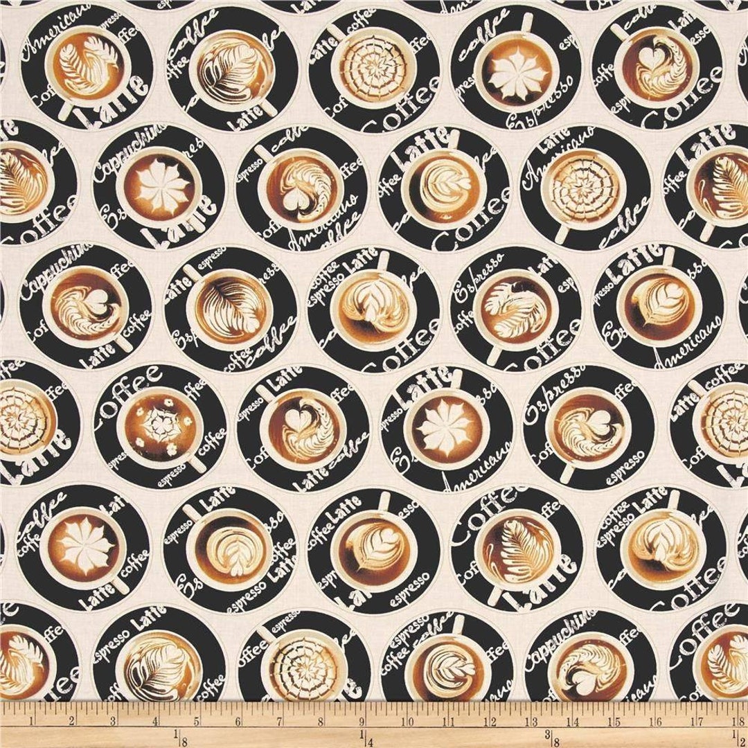 Espresso Yourself: Cappuccino / Coffee Cup Fabric on Cream by Kanvas ...