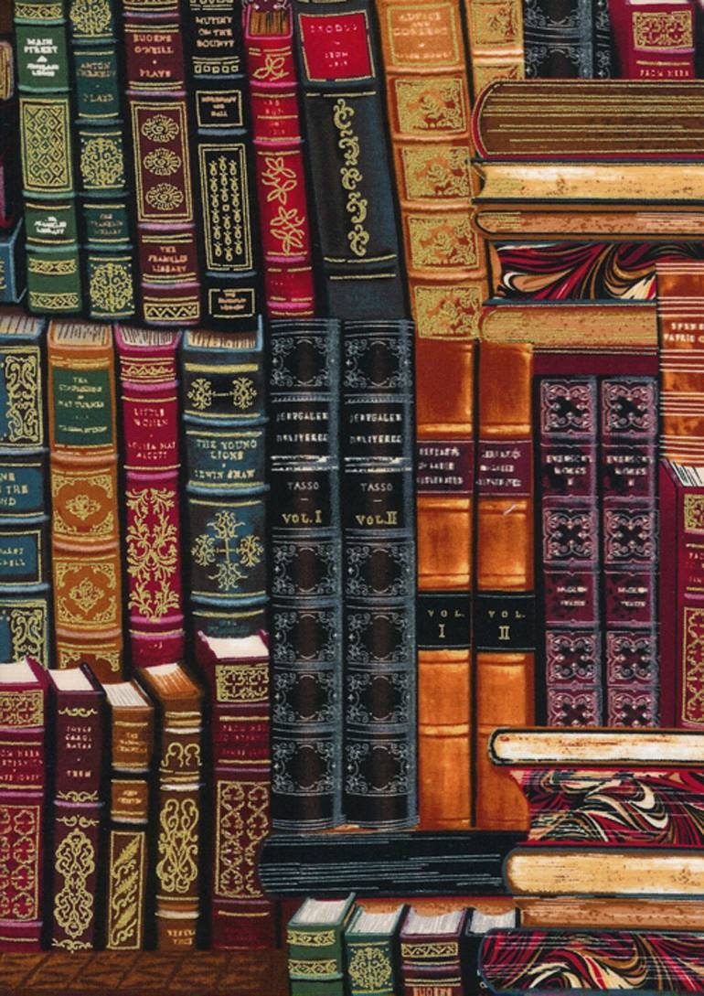 Library Books with Gold Metallic by Timeless Treasures 100% | Etsy