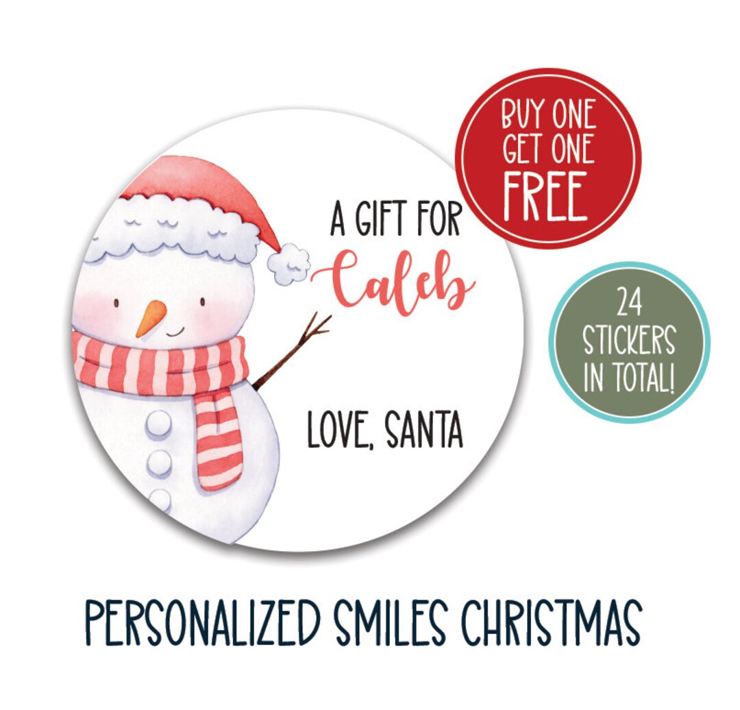 Childrens Snowman Gift Sticker for Christmas, BOGO Holiday Gift Tag ...