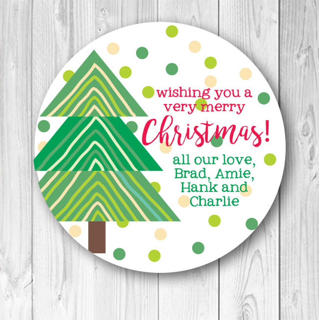 Christmas Tree Holiday Labels, Personalized Christmas Stickers, Holiday ...