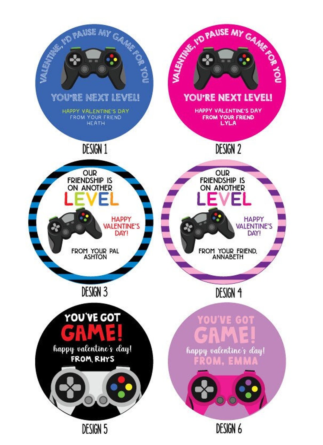 Gamer Valentines Day Stickers, Video Game Valentine Treat Bag Stickers ...