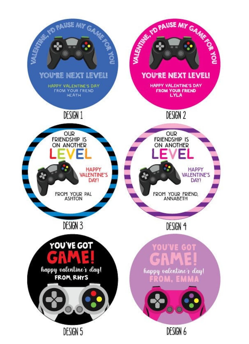 Gamer Valentines Day Stickers Video Game Valentine Treat Bag - Etsy