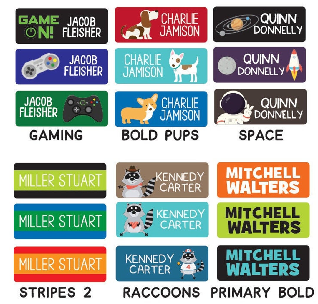 Custom Waterproof Name Labels, Daycare, Camp or School Stickers, Skinny ...