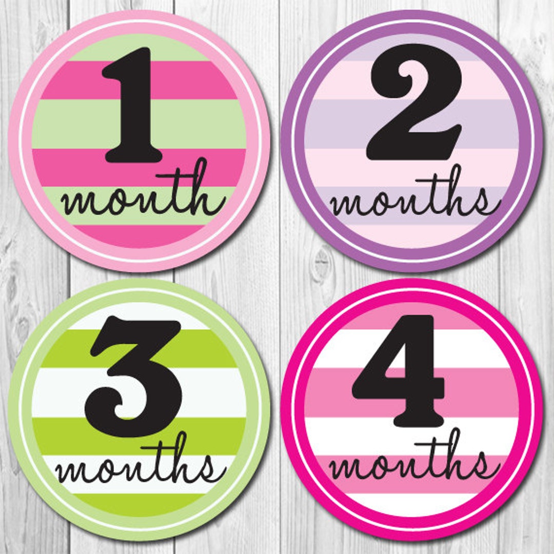 Girl Baby Month Stickers Stripes Monthly Stickers Baby - Etsy