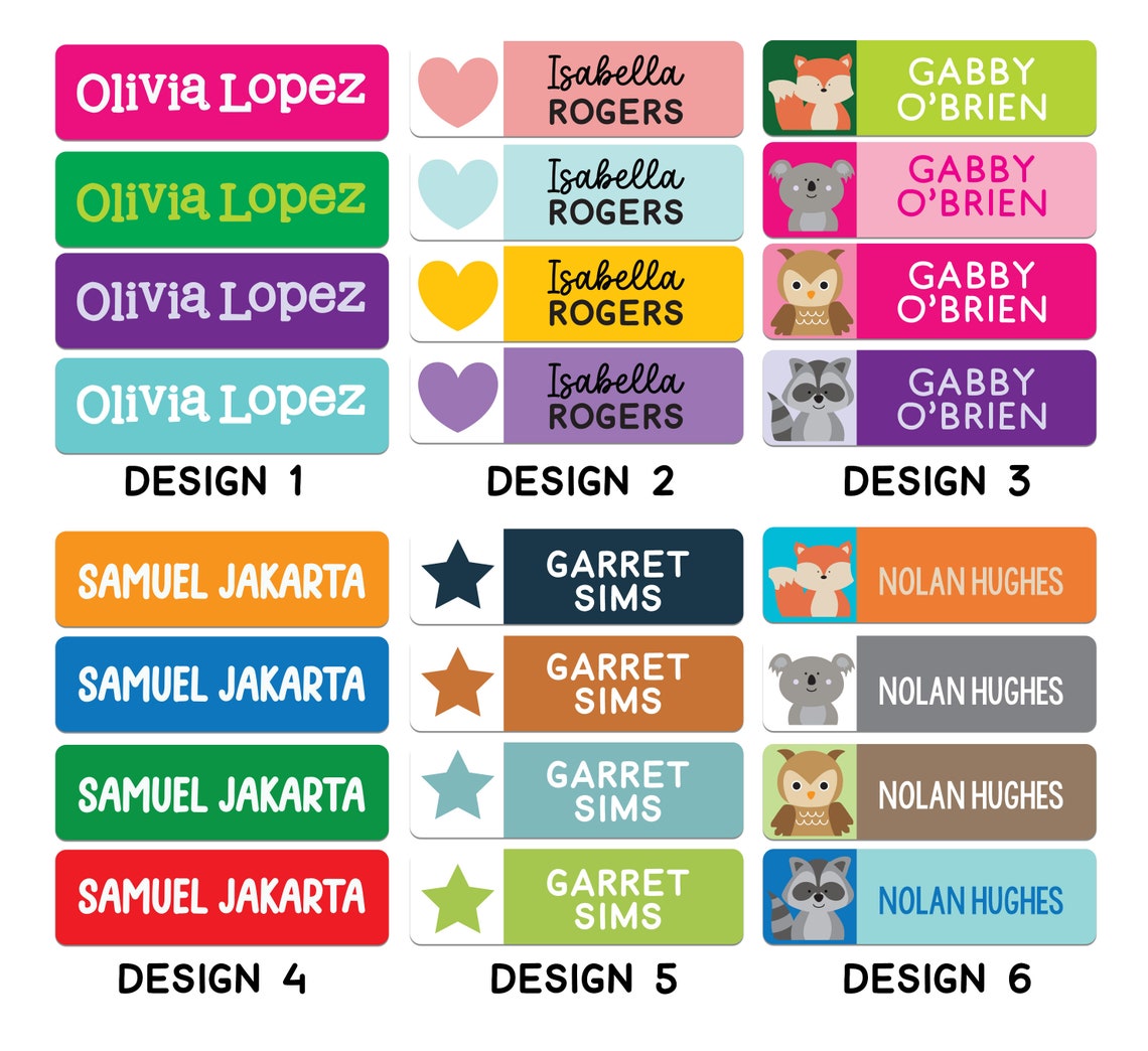 Daycare Labels, Skinny Name Labels for School Supplies, Dishwasher Safe ...