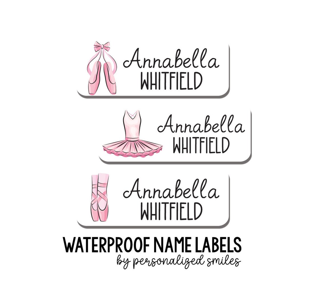 Ballerina Name Labels, Personalized School Supply Stickers, Waterproof ...