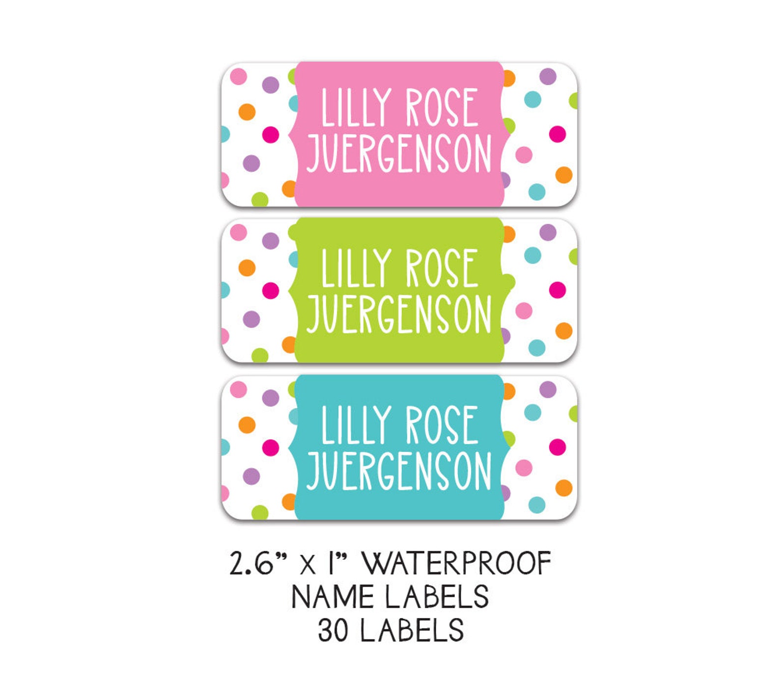 Name Labels Variety Pack | Polka Dot Name Labels | Skinny Labels, Iron ...