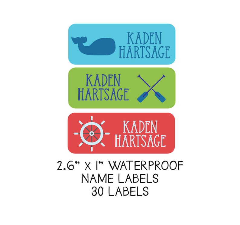 Preppy Whale Variety Pack of Name Labels Boating Theme | Etsy