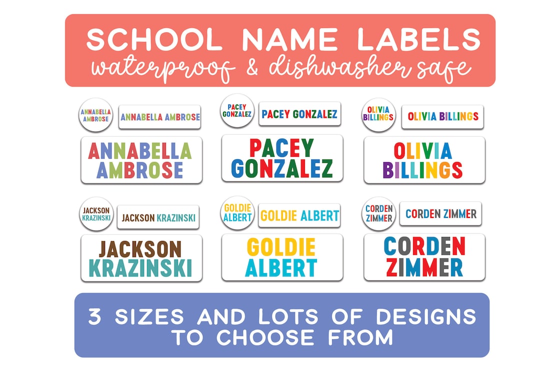 School Labels, Personalized Waterproof School Stickers, Kids Name ...