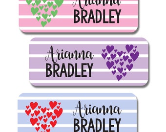 Girl Name Labels, 30 Personalized Chevron Waterproof Stickers for ...