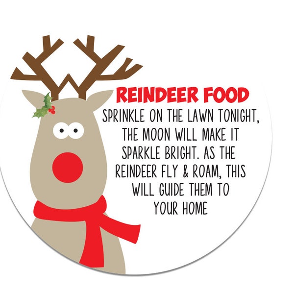 Reindeer Food Label - Etsy