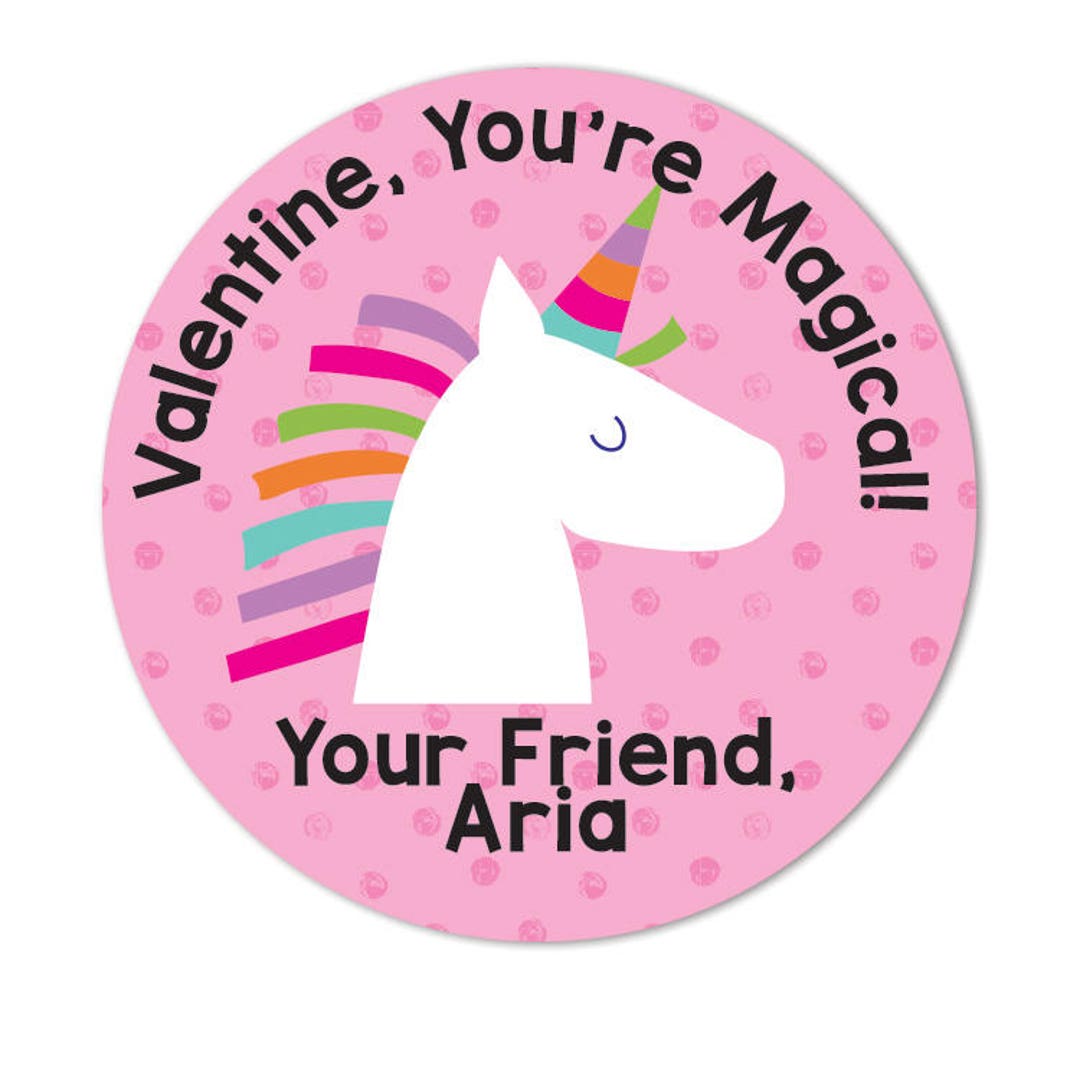 Have a Magical Valentine's Day, Personalized Unicorn Valentine Stickers ...