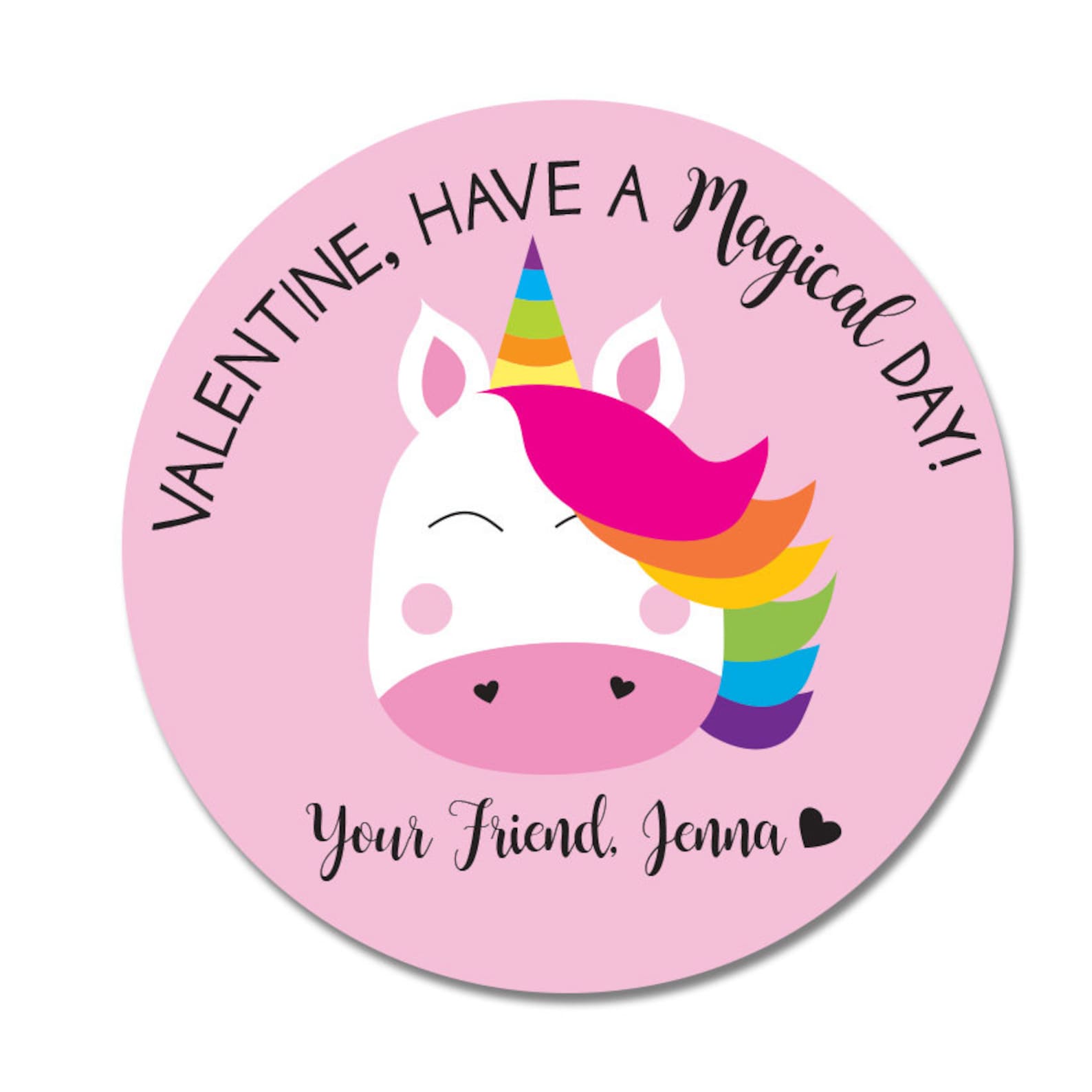 Personalized Unicorn Valentine Sticker Have a Magical | Etsy