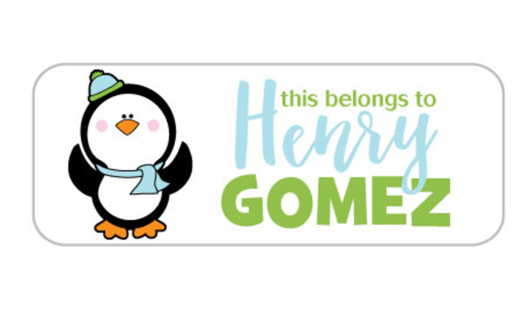 Name Labels for Kids, Personalized Penguin Waterproof Stickers, Daycare ...