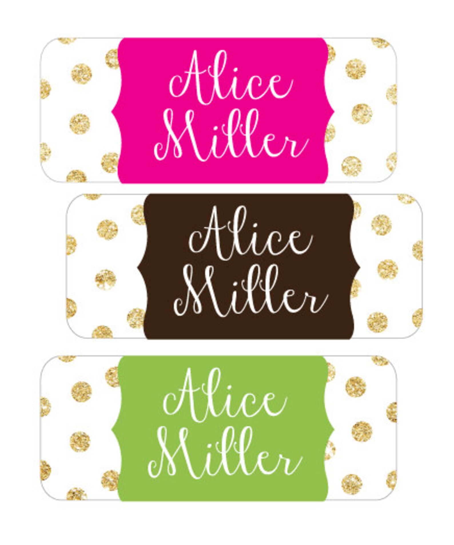 Name Labels Gold Glitter Waterproof Stickers Personalized | Etsy