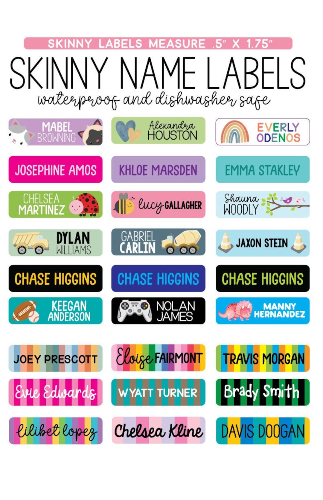 Kids Name Stickers Labels, Daycare Name Labels, Preschool Name Labels ...