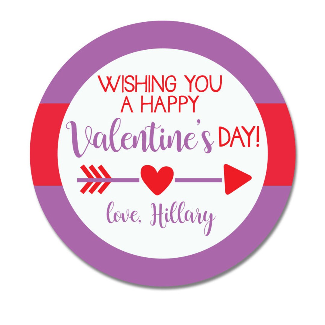 Custom Valentine Day Stickers, Kids Classroom Valentines, Heart and ...