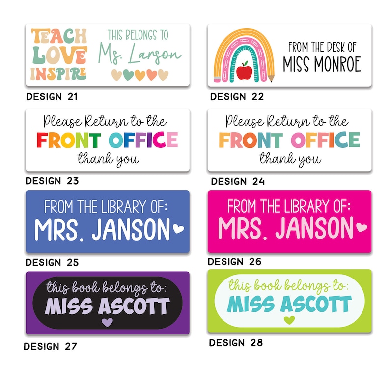Teacher Labels Teacher Book Labels Waterproof School - Etsy