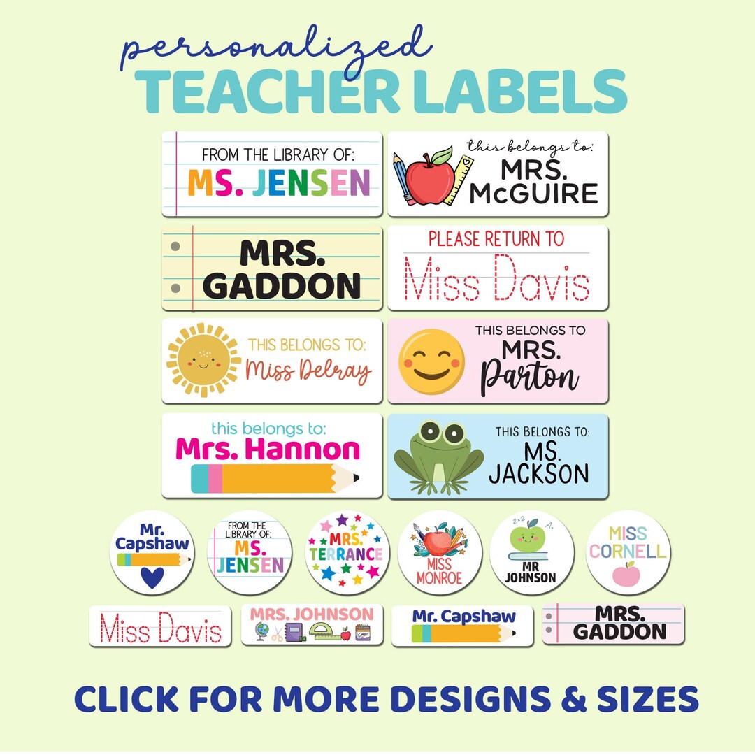 Teacher Book Labels, Personalized Teacher Stickers for School Supplies ...