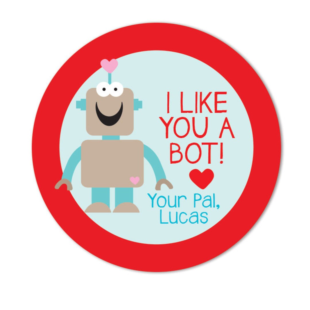 Boys Valentines Day Stickers, Robot, Transformers, Valentine Labels for ...