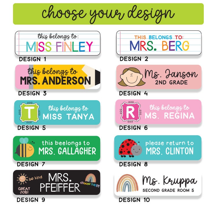 Teacher Labels Teacher Book Labels Waterproof School Labels - Etsy UK