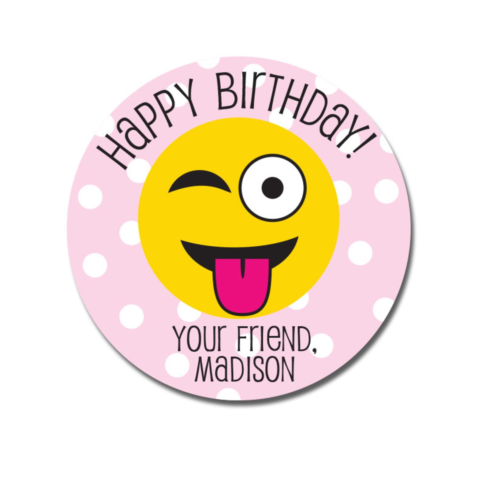 Happy Birthday Gift Stickers Emoji Silly Face Personalized | Etsy