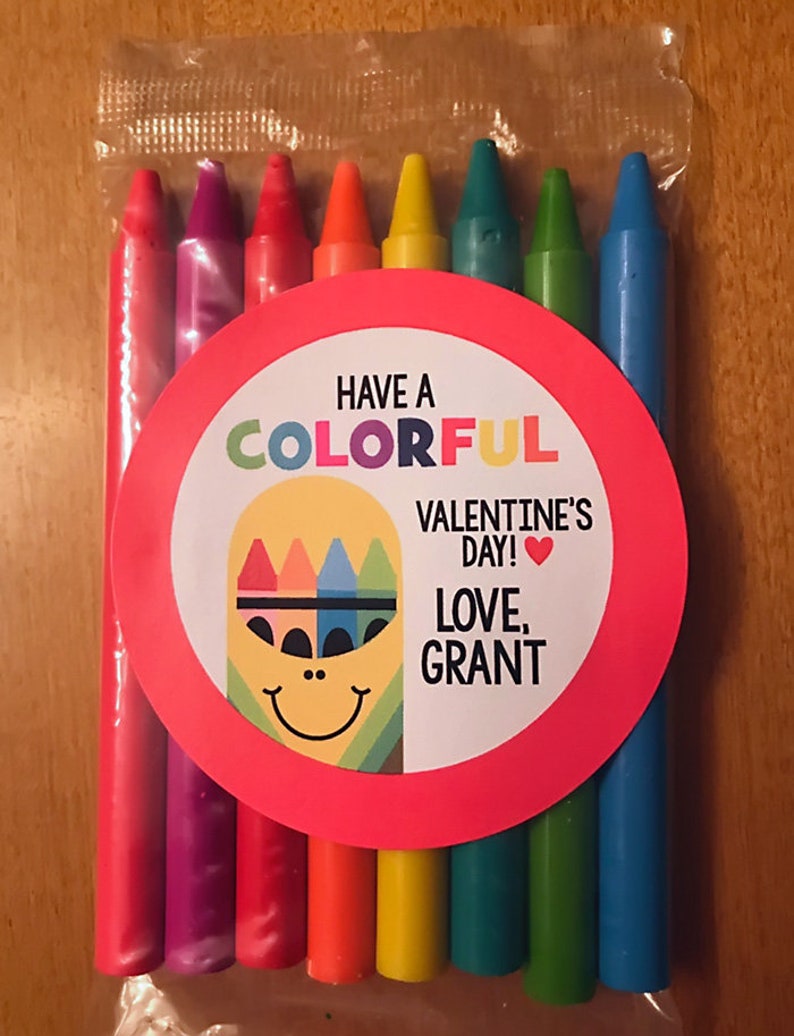 Valentines Day Stickers Crayon Valentine You Color My World - Etsy