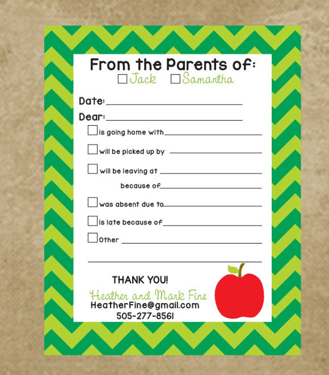 Teacher Notes, Personalized School Notepad for Parents, From the ...