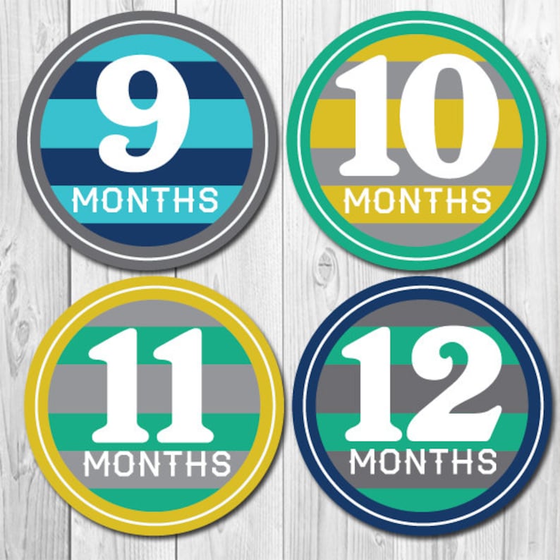 Boy Stripes Monthly Stickers Baby Boy Month Stickers Baby - Etsy