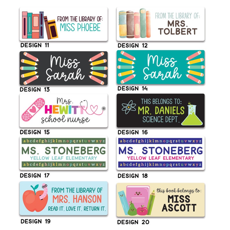 Teacher Labels Teacher Book Labels Waterproof School - Etsy